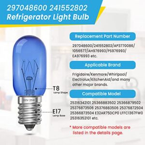 Bonlux 297048600 241552802 Refrigerator Light Bulb Replacement 40W T8 E17 110-130V Compatible with Frigi-daire, Ken-More, Whirl-Pool, Kitchen-Aid, Elect-rolx (2 Pack)