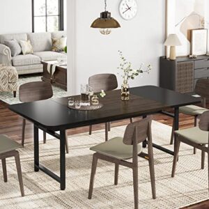 Tribesigns Dining Table for 6-8 People, 70.87" Long Dining Room Table with Heavy Duty Metal Frame, Industrial Rectangle Kitchen Table for Kitchen, Dining Room, Vintage Grey/Black