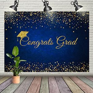 7x5ft graduation backdrop congratulations graduates mazarine background class of 2023 gold dots caps prom photography for senior year graduation party decoration banner supplies