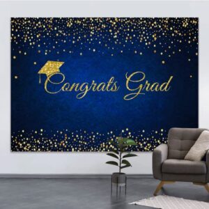 7x5ft Graduation Backdrop Congratulations Graduates Mazarine Background Class of 2023 Gold Dots Caps Prom Photography for Senior Year Graduation Party Decoration Banner Supplies