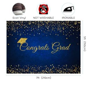 7x5ft Graduation Backdrop Congratulations Graduates Mazarine Background Class of 2023 Gold Dots Caps Prom Photography for Senior Year Graduation Party Decoration Banner Supplies