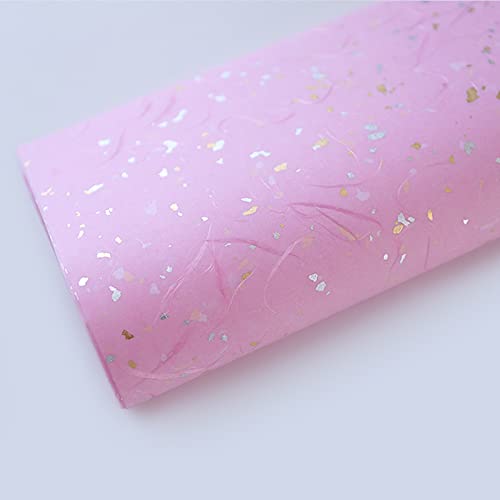 Korean Gold and Silver Dot Gift wrapping paper Floral Wrapping Paper 10 Sheets Florist Supplies Waterproof Flower Bouquet Wrapping Paper Floral Supplies for Fresh Flowers, 23.6x23.6 Inch (Pink)