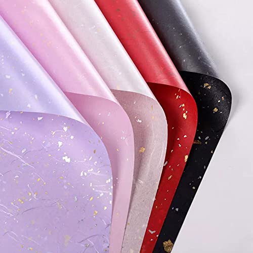 Korean Gold and Silver Dot Gift wrapping paper Floral Wrapping Paper 10 Sheets Florist Supplies Waterproof Flower Bouquet Wrapping Paper Floral Supplies for Fresh Flowers, 23.6x23.6 Inch (Pink)