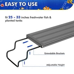 fishkeeper Aquarium Light, 14W Full Spectrum LED Fish Tank Light with Extendable Brackets, for 25"-33" Freshwater Fish & Planted Tank Multi-Color