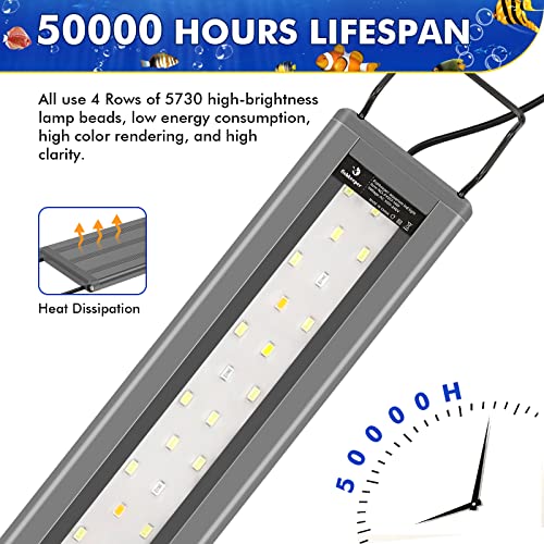 fishkeeper Aquarium Light, 14W Full Spectrum LED Fish Tank Light with Extendable Brackets, for 25"-33" Freshwater Fish & Planted Tank Multi-Color