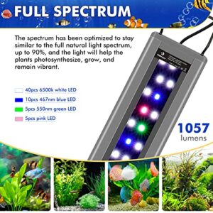 fishkeeper Aquarium Light, 14W Full Spectrum LED Fish Tank Light with Extendable Brackets, for 25"-33" Freshwater Fish & Planted Tank Multi-Color