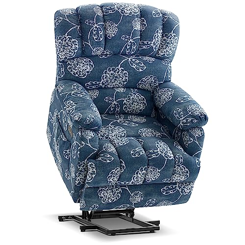 MCombo Medium Power Lift Recliner Chair Sofa with Massage and Heating, 3 Positions, USB Ports, Control Buttons for Elderly People, Fabric 7091