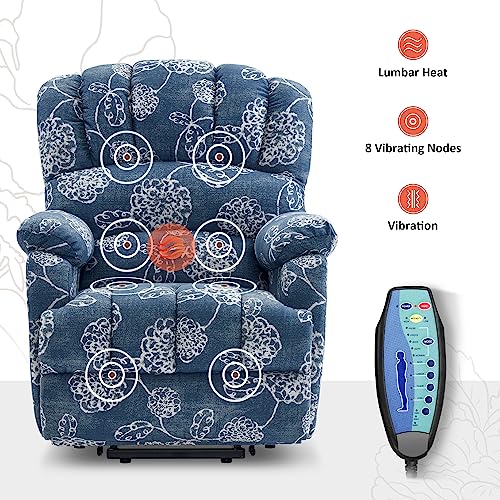 MCombo Medium Power Lift Recliner Chair Sofa with Massage and Heating, 3 Positions, USB Ports, Control Buttons for Elderly People, Fabric 7091