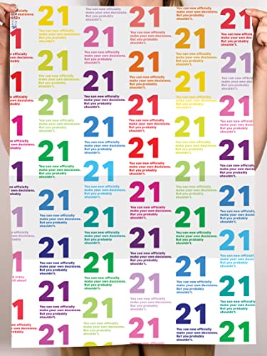 CENTRAL 23 Funny Wrapping Paper Adult - 21st Birthday Wrapping Paper For Women Or Men - 6 Sheets Gift Wrap For Birthdays - Comes With Fun Stickers