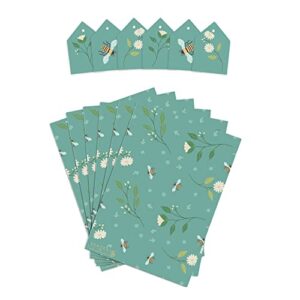 CENTRAL 23 Floral Wrapping Paper For Women- 6 Sheets Green Gift Wrap Paper - Wedding Gift Wrapping Paper - Flowers and Bees - Comes With Fun Stickers