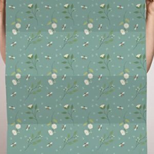 CENTRAL 23 Floral Wrapping Paper For Women- 6 Sheets Green Gift Wrap Paper - Wedding Gift Wrapping Paper - Flowers and Bees - Comes With Fun Stickers