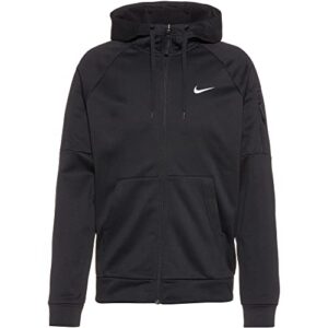 nike dry men's therma full zip hoodie (as1, alpha, m, regular, regular, black/black/white)