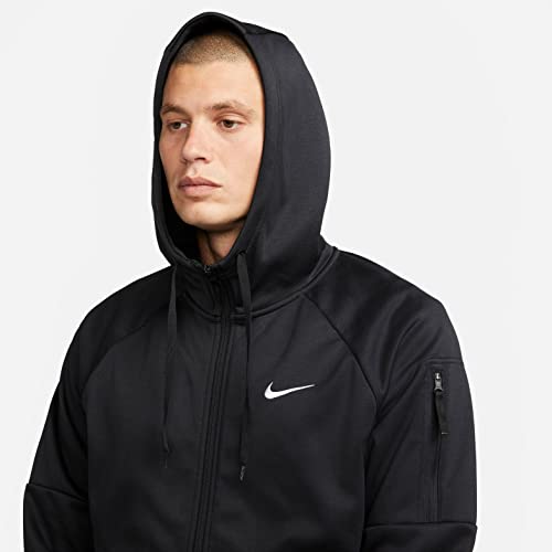 Nike Dry Men's Therma Full Zip Hoodie (as1, alpha, m, regular, regular, Black/Black/White)