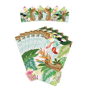 CENTRAL 23 Wilderness Wrapping Paper - Tropical Jungle - 6 Sheets Green Gift Wrap - Leopard - Tiger - For Birthday Baby Shower - Comes With Fun Stickers - Recyclable