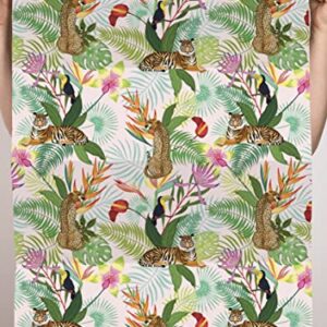 CENTRAL 23 Wilderness Wrapping Paper - Tropical Jungle - 6 Sheets Green Gift Wrap - Leopard - Tiger - For Birthday Baby Shower - Comes With Fun Stickers - Recyclable