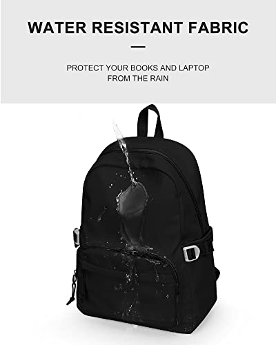 winspansy Small Travel Backpack For Women Men Aesthetic Lightweight Daypack Simple Cute Backpack Waterproof College bag Fit 14 Inch Laptop, Black