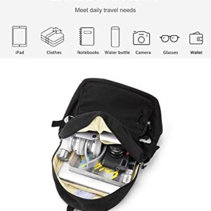 winspansy Small Travel Backpack For Women Men Aesthetic Lightweight Daypack Simple Cute Backpack Waterproof College bag Fit 14 Inch Laptop, Black