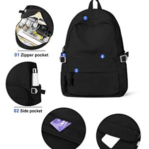 winspansy Small Travel Backpack For Women Men Aesthetic Lightweight Daypack Simple Cute Backpack Waterproof College bag Fit 14 Inch Laptop, Black