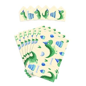 CENTRAL 23 Happy Birthday Wrapping Paper For Boys - 6 Sheets Green Gift Wrap - Dinosaur Wrapping Paper - For Kids Baby Toddler Children - Comes With Fun Stickers