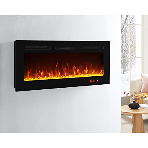 Naomi Home Electric Fire Place Heater for The Wall Mount, Living Room Black 40 inches/9 Flame Colors