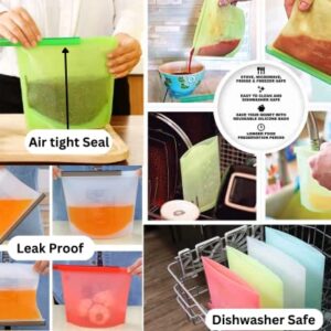 Silicone Reusable Storage Bags (1500ml | 2 Bags) with Stand By Nuccun, Airtight Ziplocks | Freeze | Microwave | Dishwasher Safe