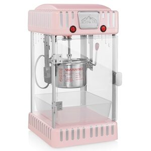 olde midway retro-style popcorn machine with 2.5-ounce kettle, vintage tabletop popper, pink