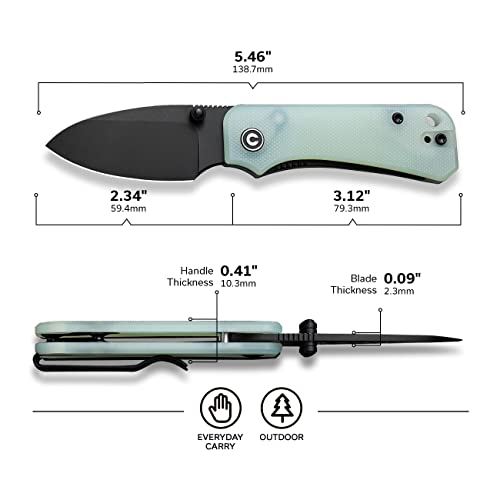 CIVIVI Baby Banter Pocket Knife for EDC, Ben Petersen Folding Knife with 2.34 in Nitro V Steel Blade G10 Handle, Titanium Thumb Stud Opener C19068S-8 (Natural)