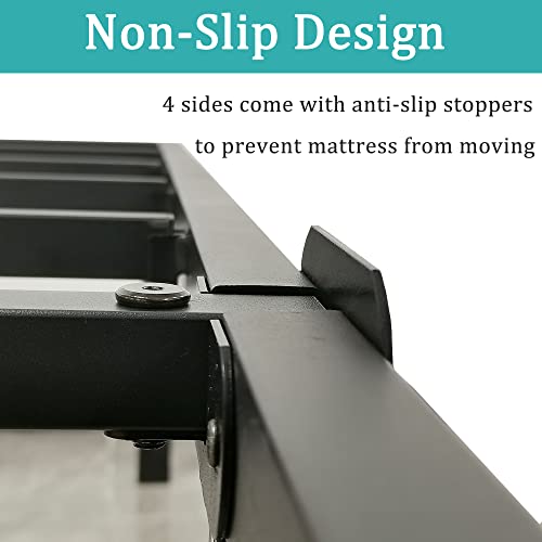 Kydins Platform Bed Frame Queen Size with Storage Headboard Compatible 14 Inch High Metal No Box Spring Needed Black Mattress Foundation Heavy Duty Steel Slat