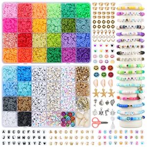 quefe 6300pcs 32 colors clay beads, bracelet making kit for girls, 6mm heishi beads for jewelry making