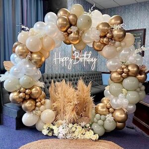 boho balloon garland arch kit, 147pcs white sand gold balloons garland kit neutral balloon arch kit for baby shower bridal shower wedding birthday party decorations