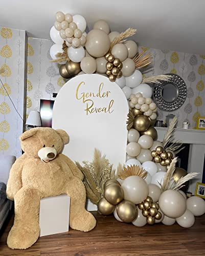 Boho Balloon Garland Arch Kit, 147Pcs White Sand Gold Balloons Garland Kit Neutral Balloon Arch Kit for Baby Shower Bridal Shower Wedding Birthday Party Decorations