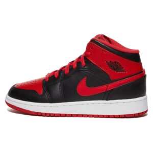 jordan air 1 mid (big kid) black/fire red-white 4 big kid