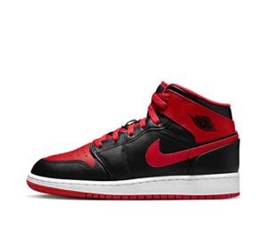 jordan air 1 mid (big kid) black/fire red-white 5 big kid