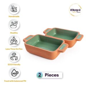 LUKSYOL Handmade Terracotta Rectangular Oven Tray - Authentic Mexican Pottery for Tajine, Moroccan, Indian Cooking | Oven-Safe Clay Pan for Baking and Slow-Cooking | Lead-Free and Versatile Clay Cookware