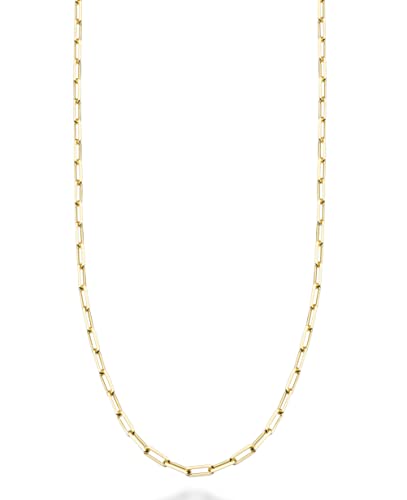 Miabella Solid 18K Gold Over Sterling Silver Italian 2mm Paperclip Link Chain Necklace for Women Men, 925 Made in Italy (Length 18 Inches (women's average length))