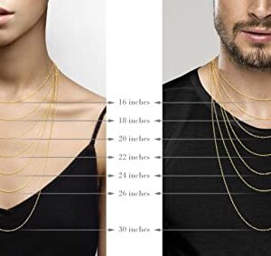 Miabella Solid 18K Gold Over Sterling Silver Italian 2mm Paperclip Link Chain Necklace for Women Men, 925 Made in Italy (Length 18 Inches (women's average length))