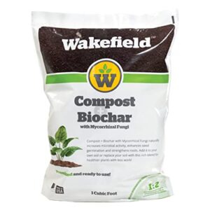 wakefield compost + biochar with mycorrhizal fungi – premium aged organic compost with mycorrhizal fungi, blended with 100% biochar – 1 cu/ft