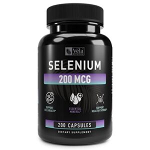 selenium capsule supplement | 200mcg | support healthy antioxidant, immune, reproductive,and thyroid health* | non-gmo, 3rd party tested | 200 capsules