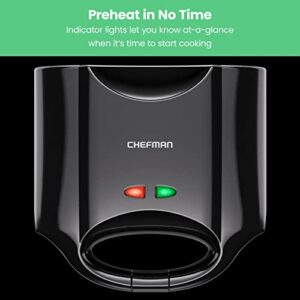 Chefman Portable Sandwich Maker, Compact, Nonstick, Electric Omelet Maker, Panini Press, Pocket Sandwich Press, and Quesadilla Maker, with Indicator Lights, Locking Lid, and Cord Storage