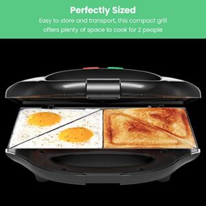 Chefman Portable Sandwich Maker, Compact, Nonstick, Electric Omelet Maker, Panini Press, Pocket Sandwich Press, and Quesadilla Maker, with Indicator Lights, Locking Lid, and Cord Storage