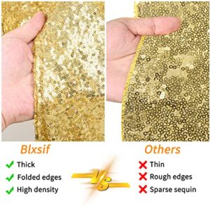 Blxsif Gold Sequin Backdrop Curtains - 4 Panels 2.5x8FT Glitter Gold Photo Backdrop Party Wedding Baby Shower Curtain Sparkle Photography Background