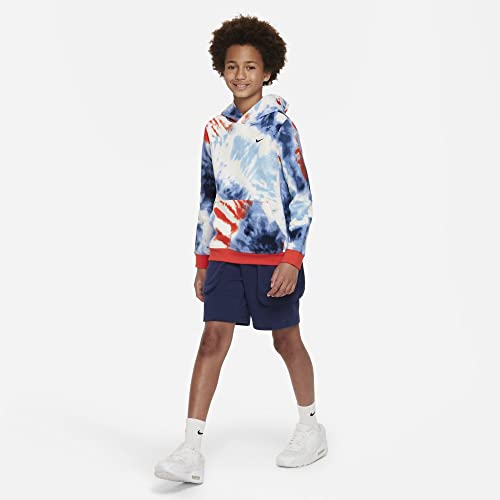 Nike Sportswear Club Big Kids' Tie-Dye Pullover Hoodie (as1, alpha, x_l, regular, Habanero Red)