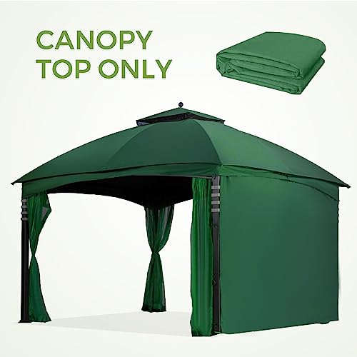 EasyLee 10x12 Gazebo Replacement Canopy, Double Teir Sunshade Polyester Soft Top Cover 10'x12' Gazebo #GF-12S004B-1(Forest Green)