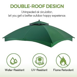 EasyLee 10x12 Gazebo Replacement Canopy, Double Teir Sunshade Polyester Soft Top Cover 10'x12' Gazebo #GF-12S004B-1(Forest Green)