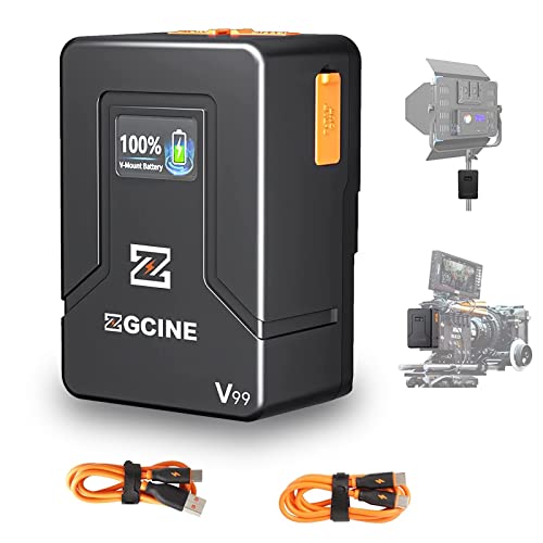 ZGCINE ZG-V99 V2 Upgraded Version Mini V-Mount Battery with 65W PD Charger kit, 99Wh 14.8V Support D-TAP/BP/Input and Output, V-Lock Battery Compatible with BMPCC 6K Pro/Canon EOS R5C/Sony FX3