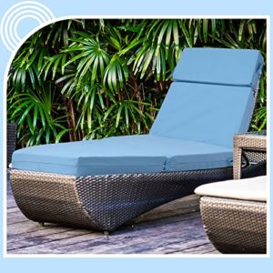 Geelin 2 Pcs Lounge Outside Chair Cushion 21 x 72 Inch Beach Lounge Cushion Deep Seat High Back Patio Cushion Outdoor Textured Waterproof Couch Cushion Replacement for Balcony Lawn (Light Blue)