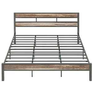 LIKIMIO California King Bed Frames, Easy Assembly, Noise-Free, No Box Spring Needed, Heavy Strong Metal Support Frames, Cal King/Rustic Brown