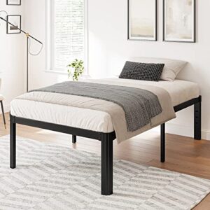 Hunlostten 18in Twin XL Heavy Duty Bed Frame No Box Spring Needed, Tall Metal Twin XL Platform Bed Frame with Round Corners, Easy Assembly, Noise Free, Black