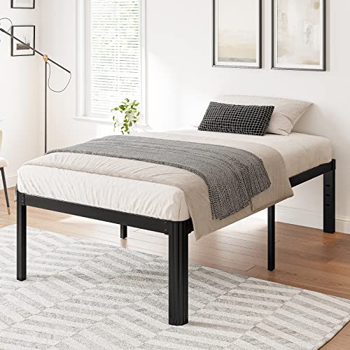 Hunlostten 18in Twin XL Heavy Duty Bed Frame No Box Spring Needed, Tall Metal Twin XL Platform Bed Frame with Round Corners, Easy Assembly, Noise Free, Black