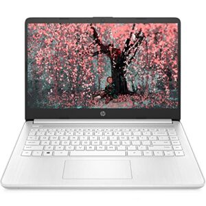 hp premium 14-inch hd thin and light laptop, intel quad-core processor, 16gb ram, 64gb storage, long battery life, webcam, bluetooth, hdmi, wi-fi, snow white, windows 11 + 1 year microsoft 365